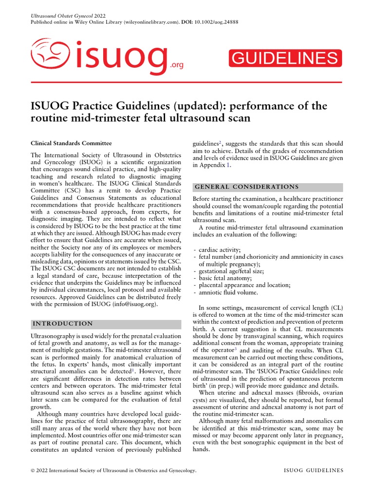 ISUOG Practice Guidelines Updated Performance Compressed | PDF ...