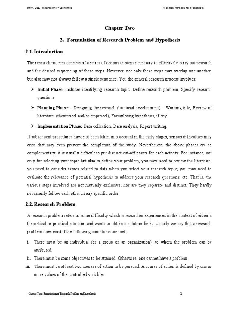 Chapter Two 2. Formulation of Research Problem and Hypothesis | PDF | Hypothesis | Type I And ...