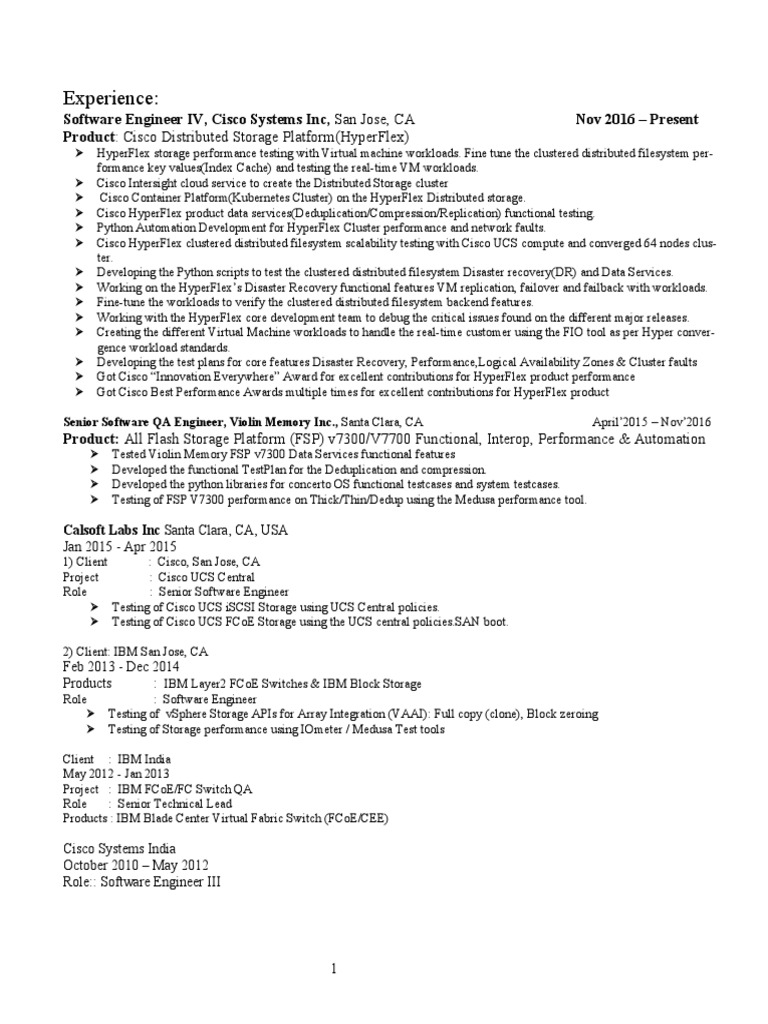 Resume Sample 1 Pdf Computer Cluster Information Technology