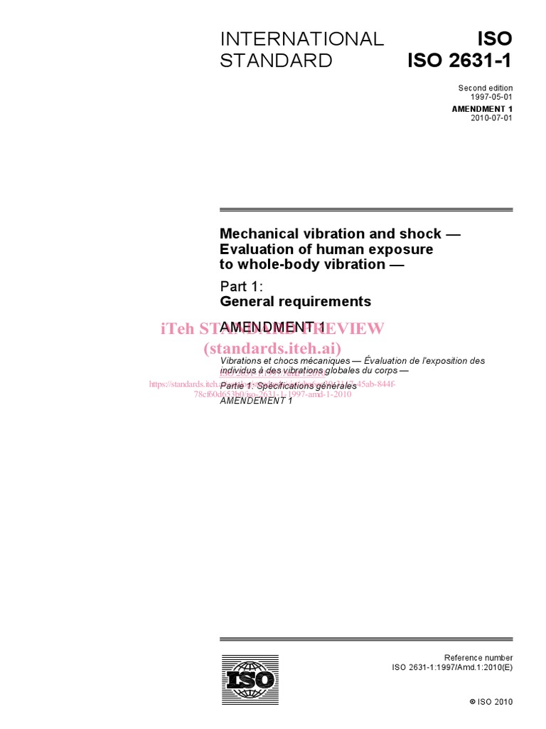 ISO 2631 1 1997 Amd 1 2010 | PDF | International Organization For Standardization
