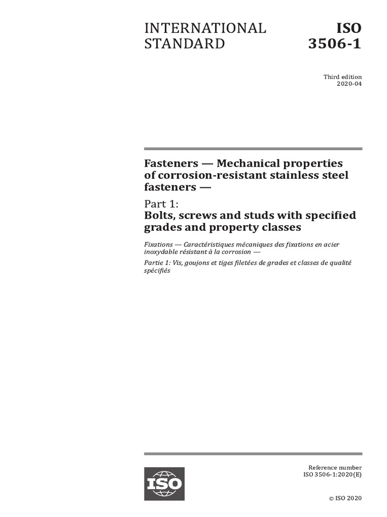 Iso 3506 1 2020 | PDF | Screw | Stainless Steel