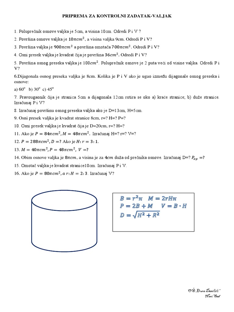 Priprema Za Kontrolni-Valjak | PDF