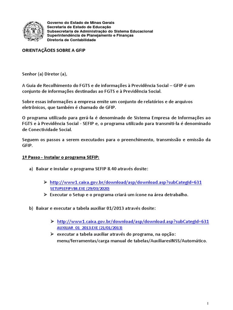 Orientações - Passo A Passo Preenchimento e Emissão GFIP | Download ...