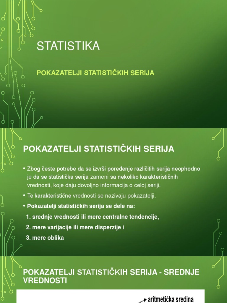STATISTIKA Pokazatelji Statistickih Serija Srednje Vrednosti | PDF