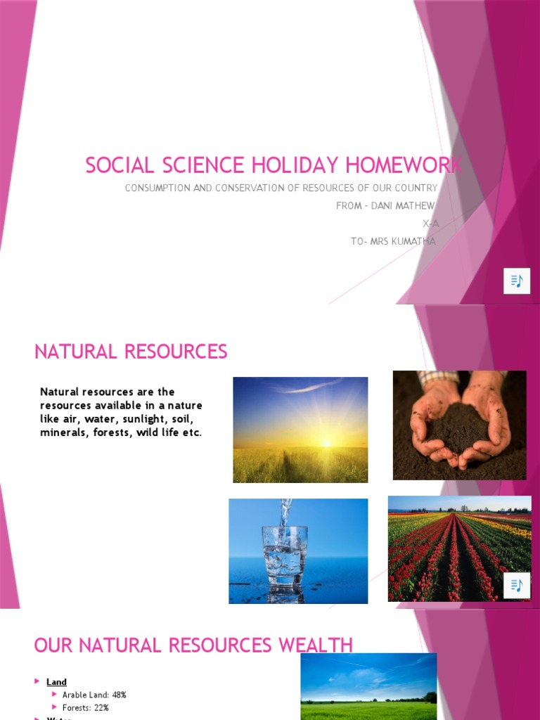 Social Science Holiday Homework | PDF | Resource | Renewable Resources