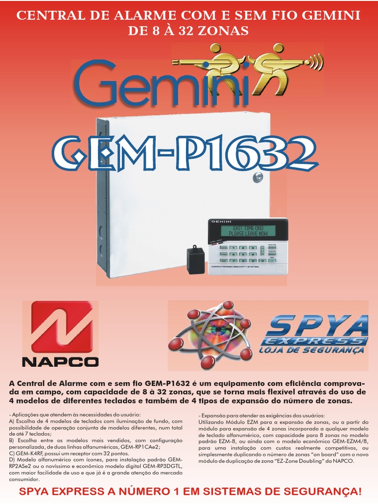 Central de Alarme GEM-P1632: 8-32 Zonas, Com e Sem Fio | PDF | Sem fio ...
