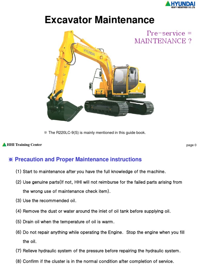 Excavator Maintenance Guidelines | PDF | Machines | Mechanical Engineering