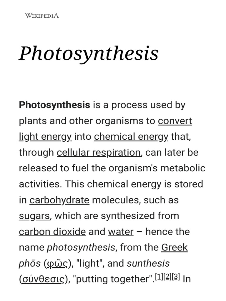 Photosynthesis - Wikipedia | PDF | Chloroplast | Photosynthesis