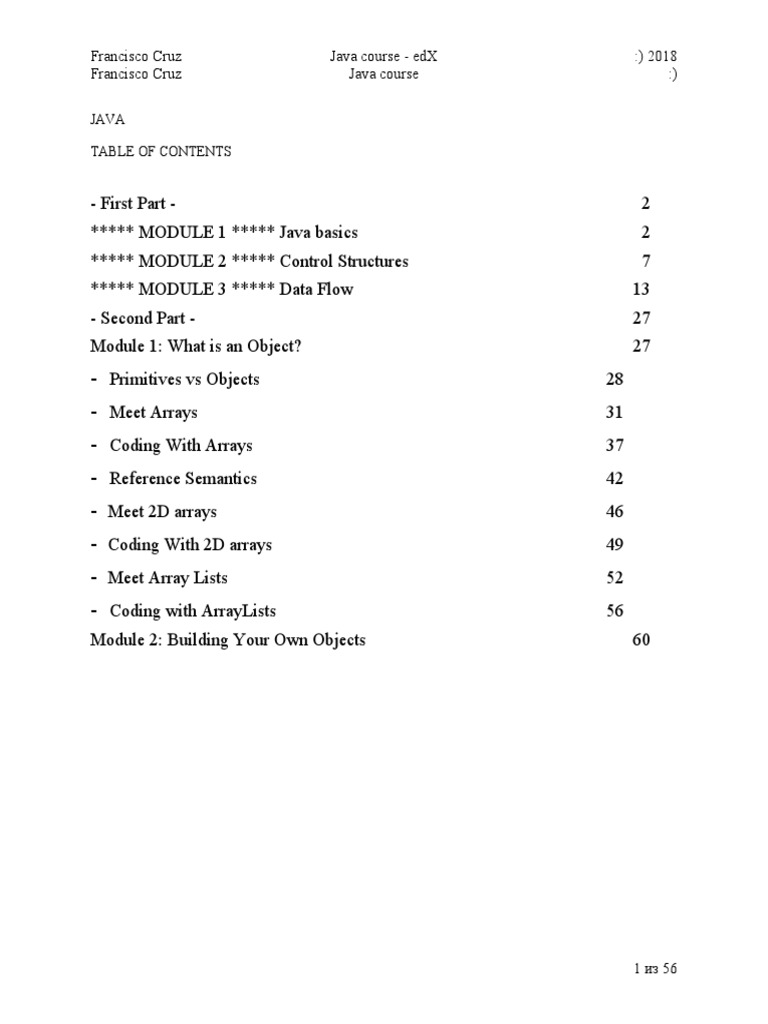 Francisco Cruz Java Course - Edx:) 2018 Francisco Cruz Java Course ...