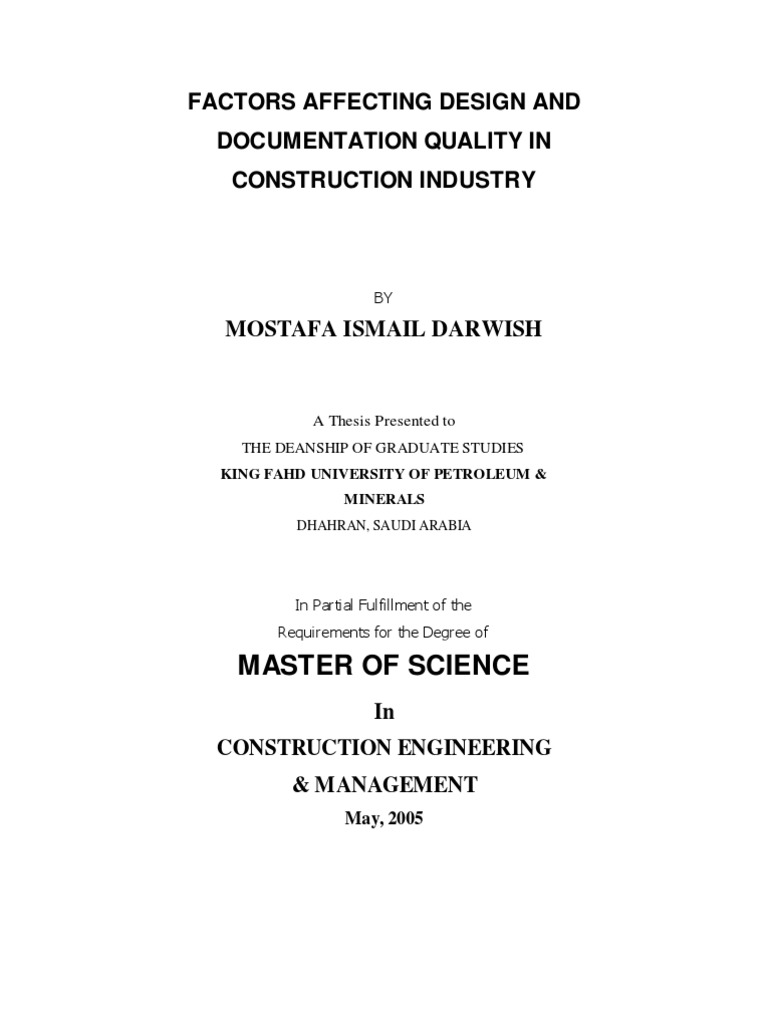 Factors Affecting Design And Documentation Quality Pdf Saudi Arabia Abstract Summary