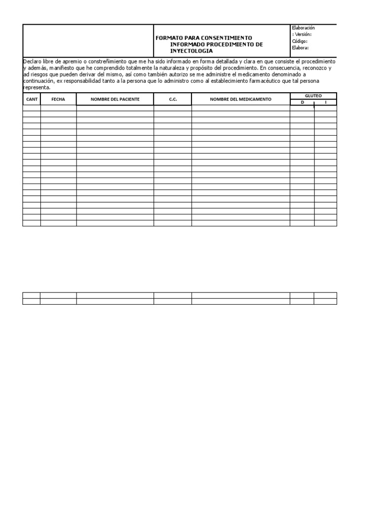 Formato Inyectologia Copia PDF Free | PDF