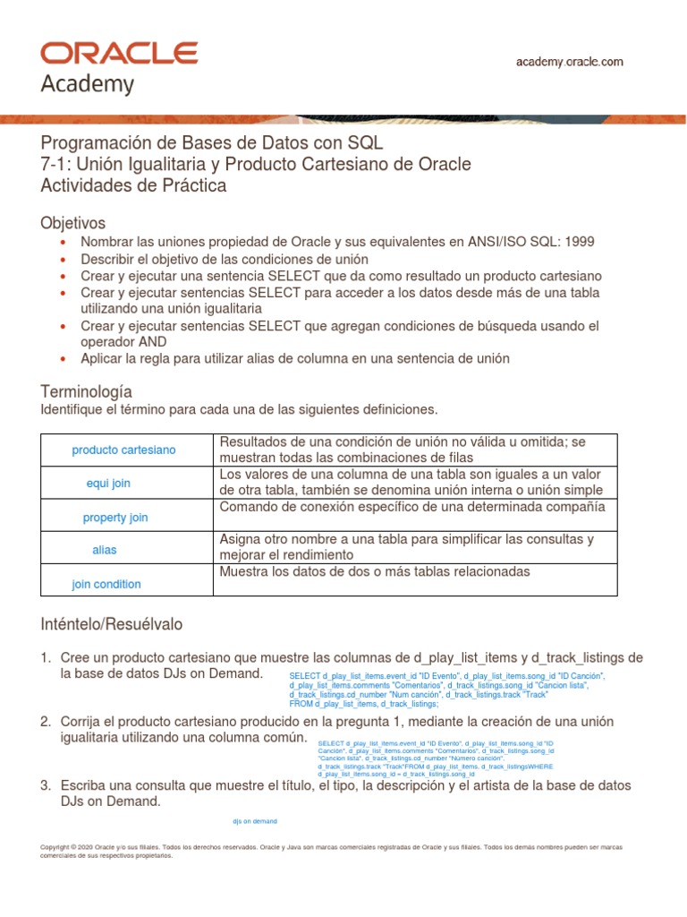 DP 7 1 Practice Esp | PDF | SQL | Software de gestión de datos
