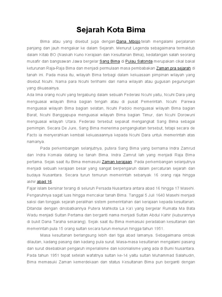 Sejarah Kota Bima | PDF