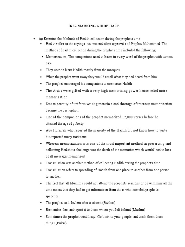 Ire Paper 2 Marking Guide Uace | PDF | Hadith | Muhammad