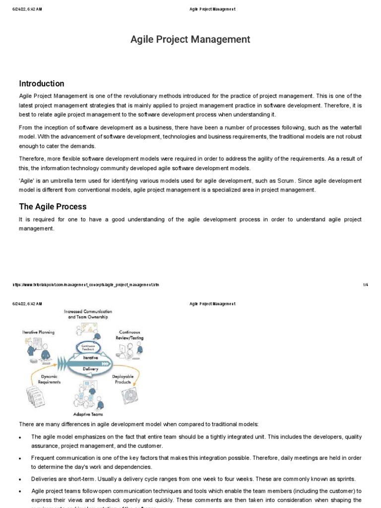 Agile Project Management - TutorialsPoint | PDF | Agile Software Development | Project Management