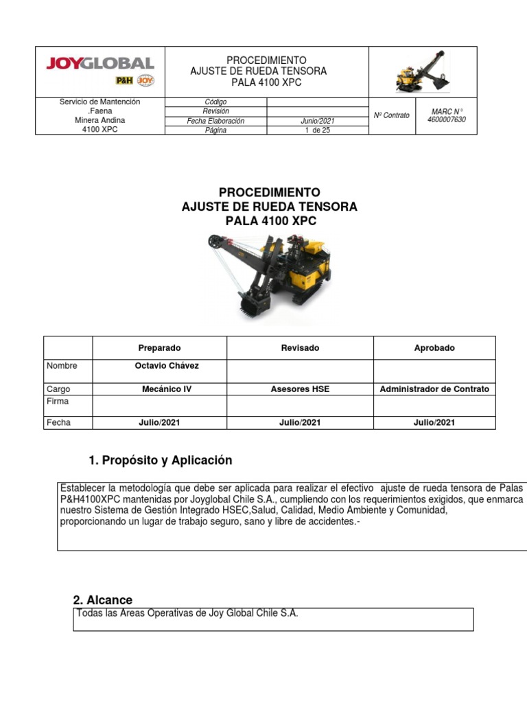 Procedimiento Ajuste de Rueda Tensora | PDF | Factores humanos y ...