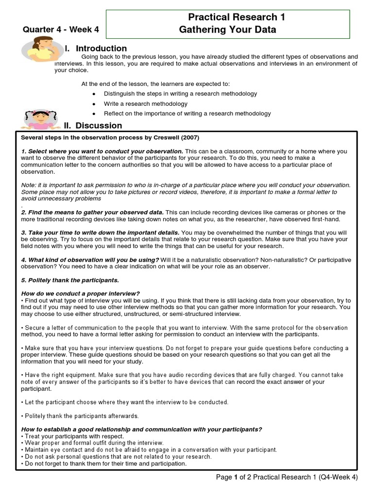 Practical Research 1 Gathering Your Data: Quarter 4 - Week 4 | PDF ...
