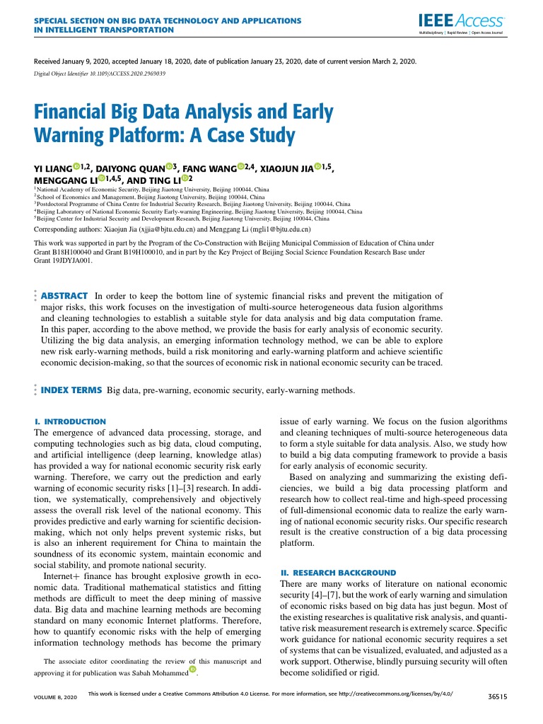 Financial Big Data Analysis and Early Warning Platform: A Case Study ... Financial Big Data Analysis and Early Warning Platform: A Case Study ...