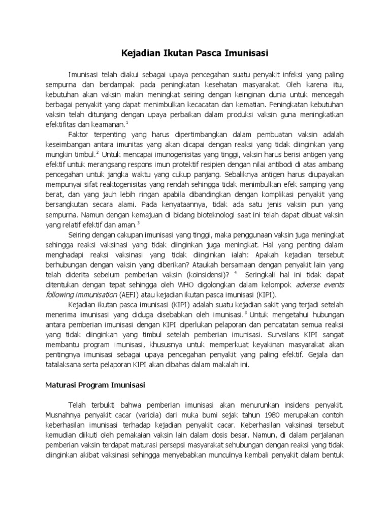 KIPI: Risiko dan Manajemen Pasca Imunisasi | PDF | Kesehatan Holistik | Sains & Matematika