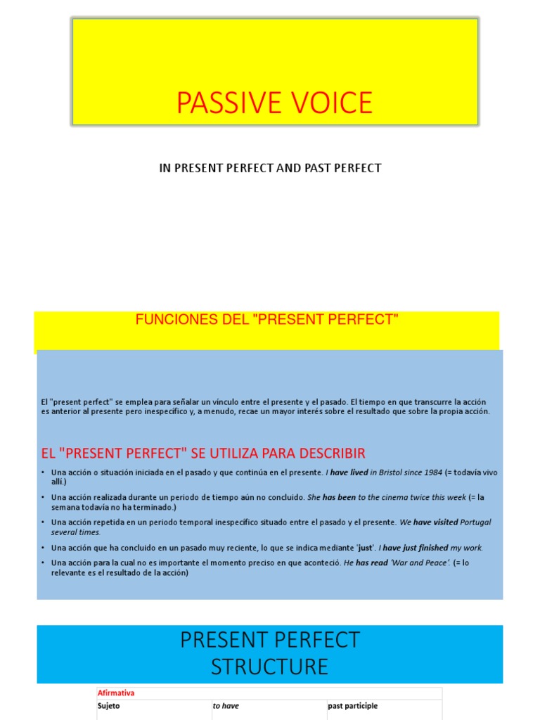 Passive Voice: Perfect Tenses Guide | PDF | Language Arts & Discipline ...