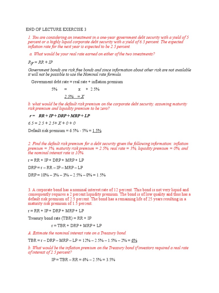 End of Lecture Exercise 3 | PDF | Finance & Money Management