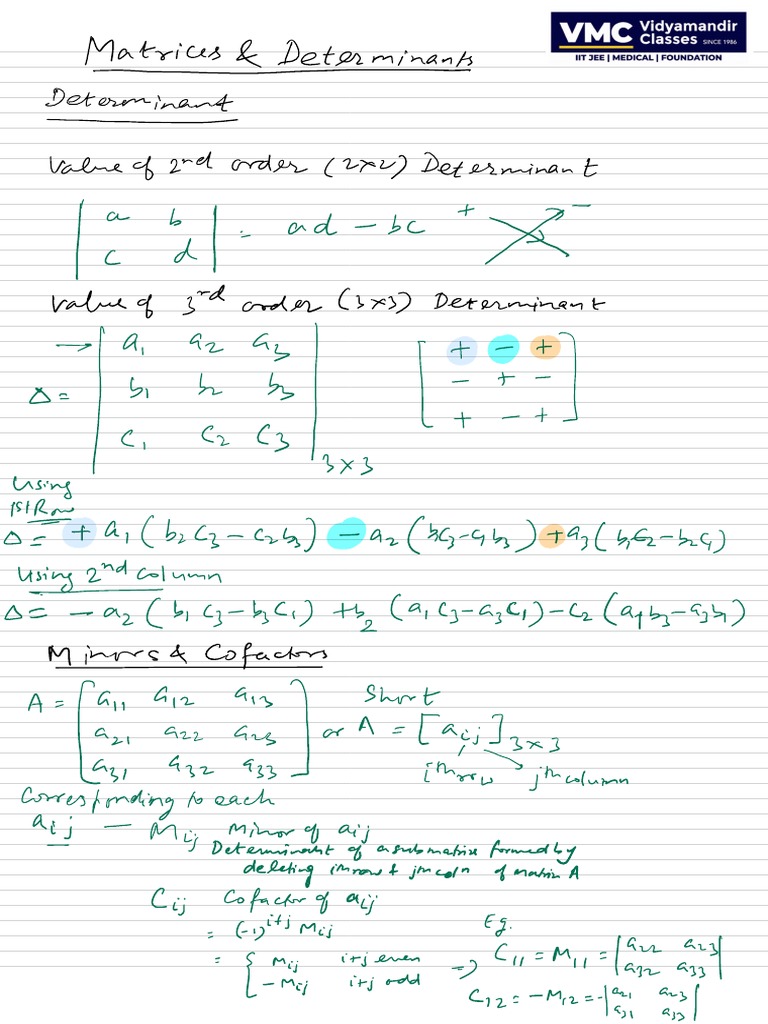 Formula List Matrices and Determinant | PDF | Matrix (Mathematics ...