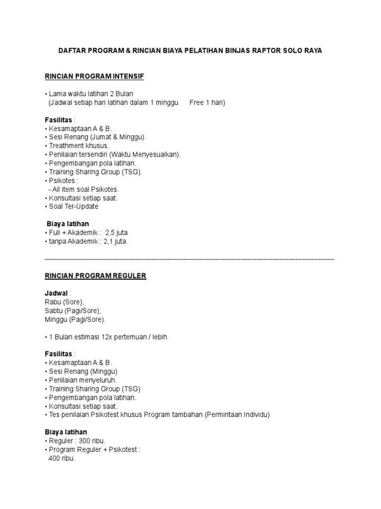 Daftar Program Binjas Raptor | PDF | Bisnis | Komputer