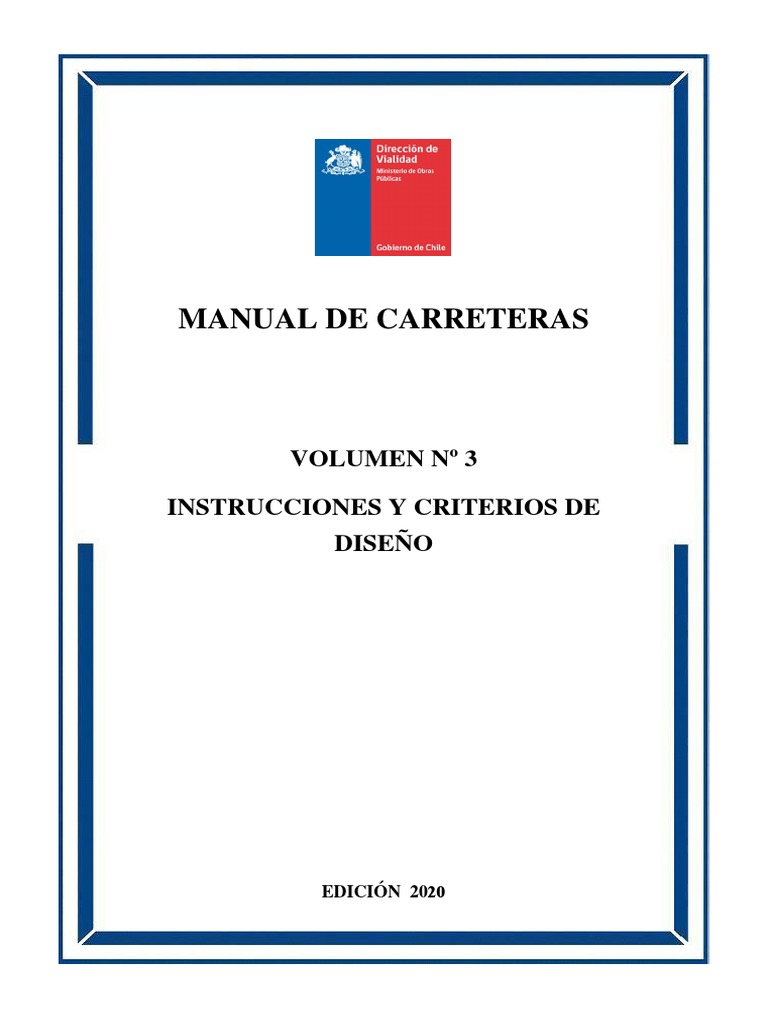 MANUAL DE CARRETERAS (CHILE) Volumen - N°3 - Jun.2020 | PDF | Tecnología