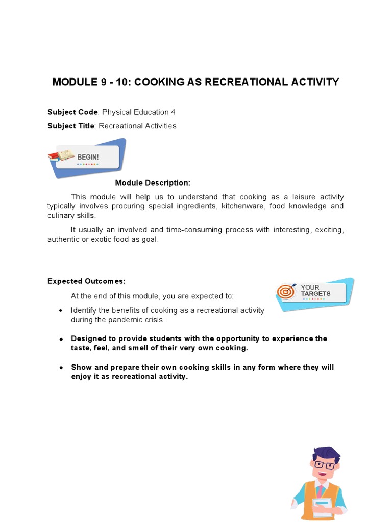 Module 9 - 10: Cooking As Recreational Activity | PDF | Cooking | Foods