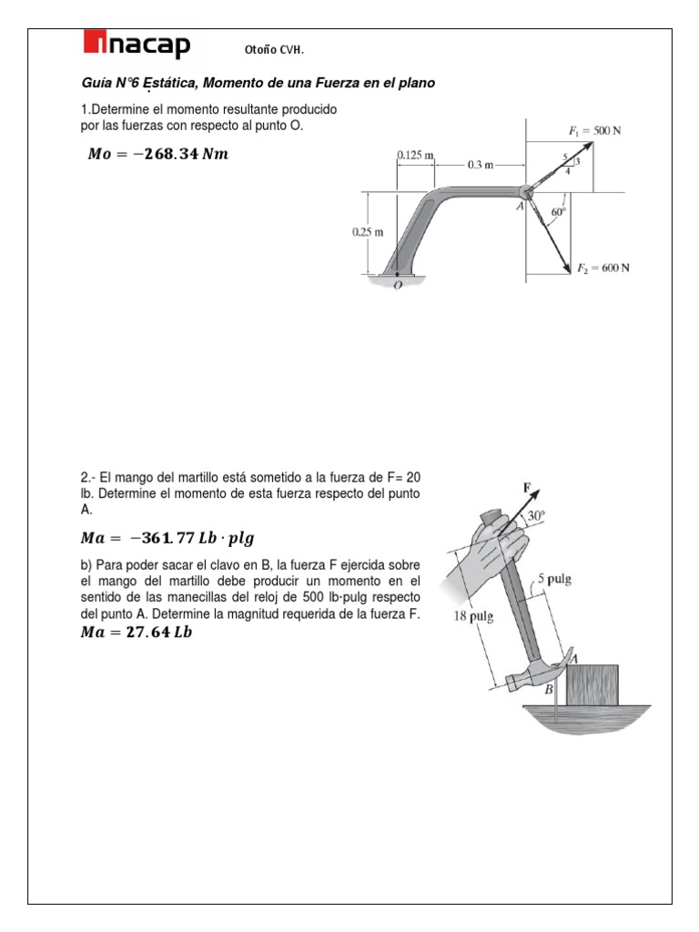 Guía 6 - Estática Momentos de Una Fuerza | PDF