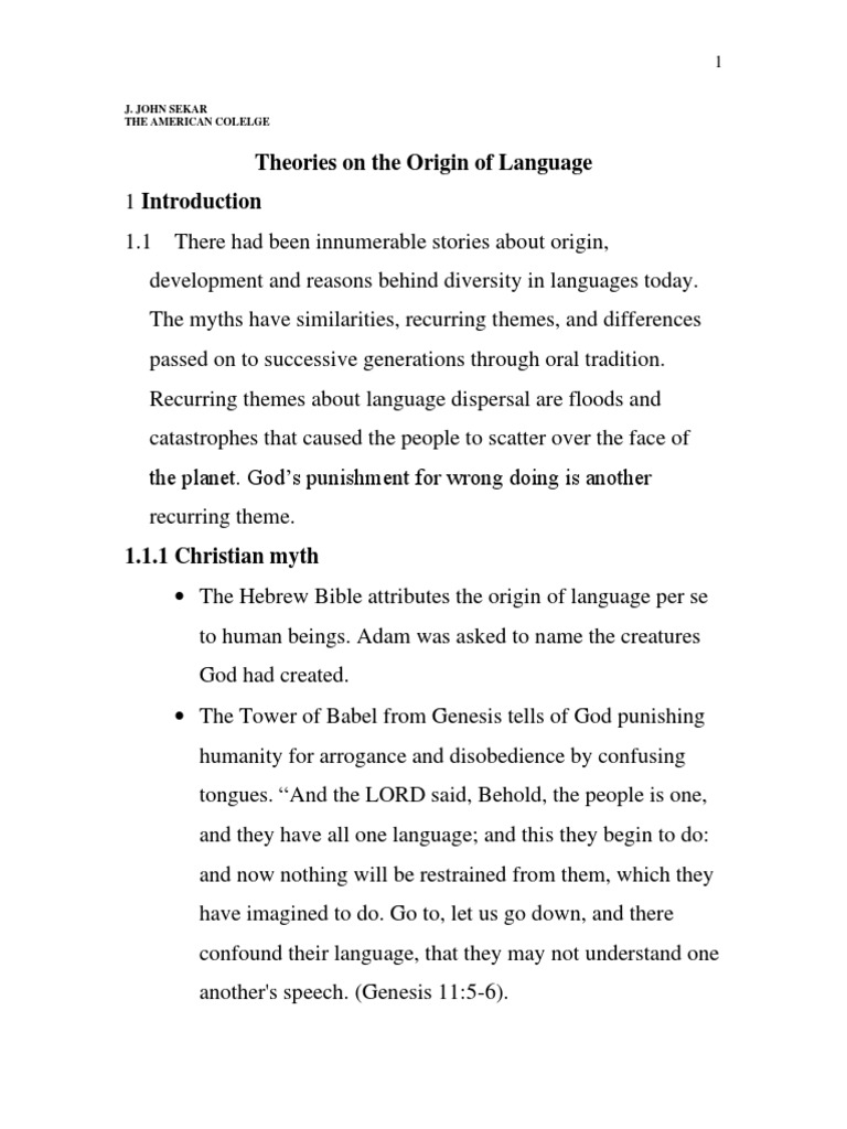 Theories on Origin of Languages | PDF | Theory | Linguistics