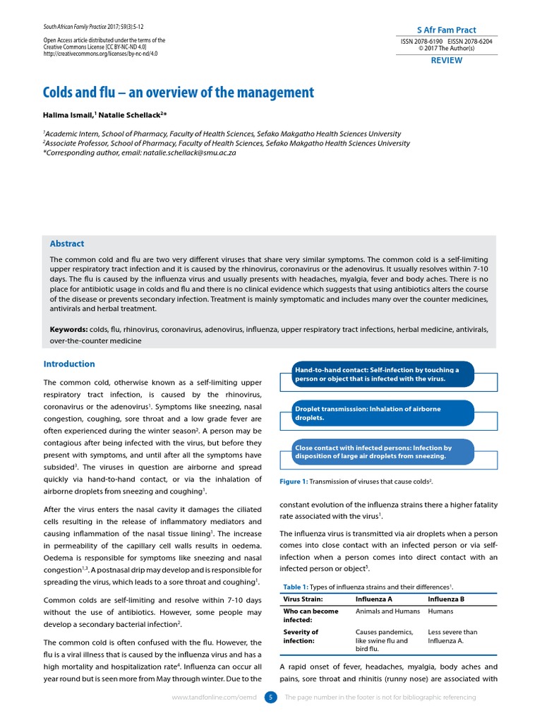 Colds and Flu-An Overview of Their Management | PDF | Common Cold ...