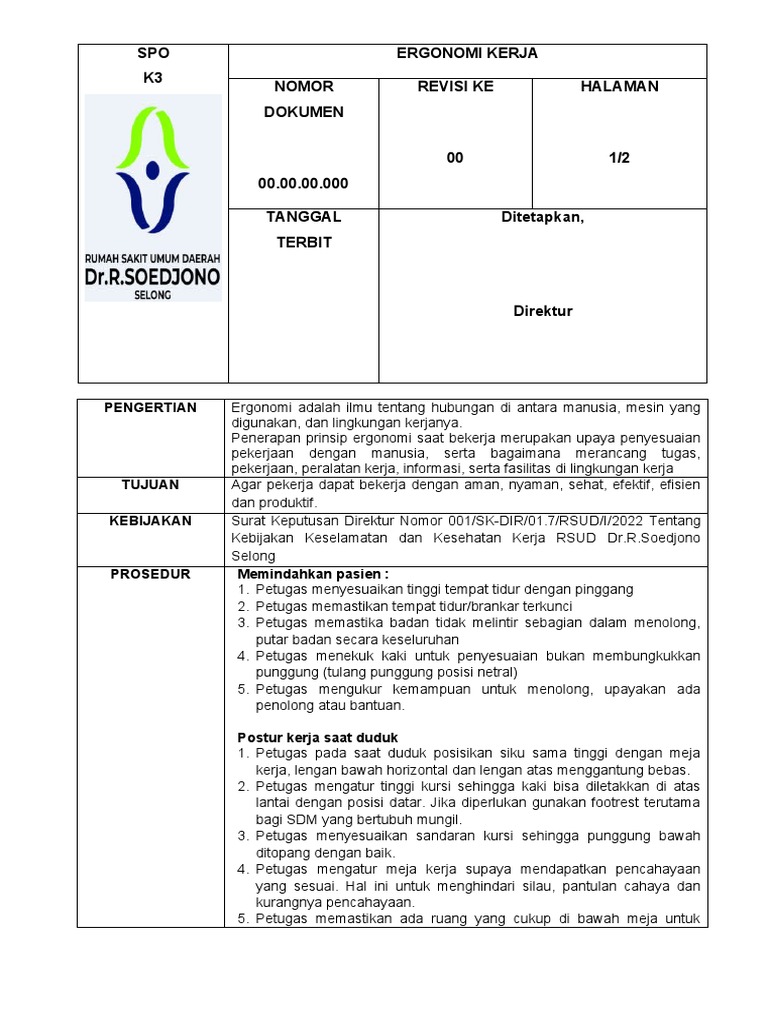 Ergonomic Principles for Patient Handling and Working Postures | PDF