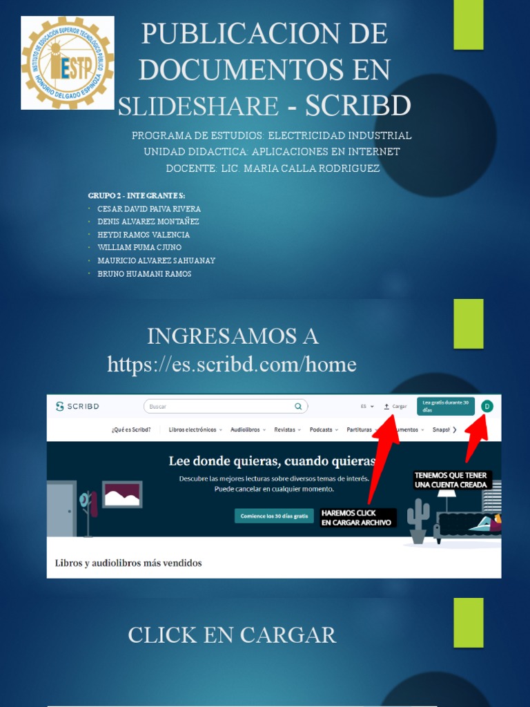 Publicacion de Documentos en Slideshare - Scribd - Grupo2 | PDF | Arte | Informática
