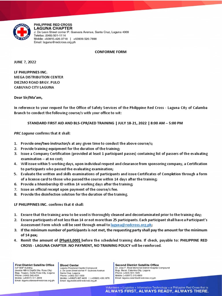 Conforme Form: PRC Laguna Confirms That It Shall | PDF | Payments ...