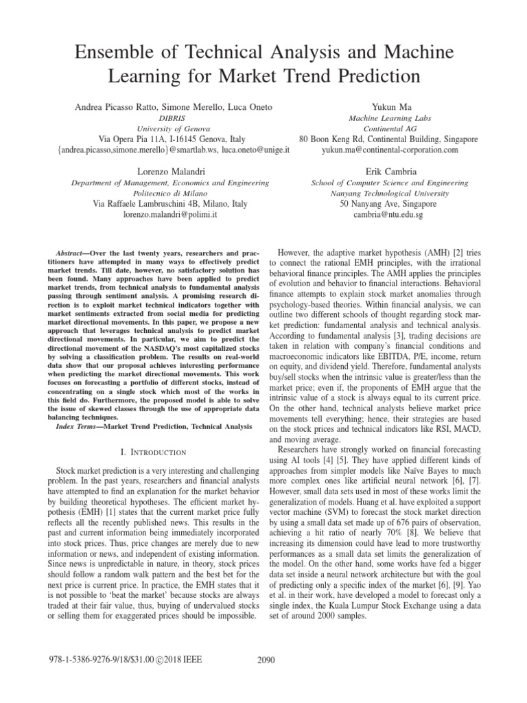 Ensemble of Technical Analysis and Machine Learning For Market Trend Prediction | PDF | Cross ...