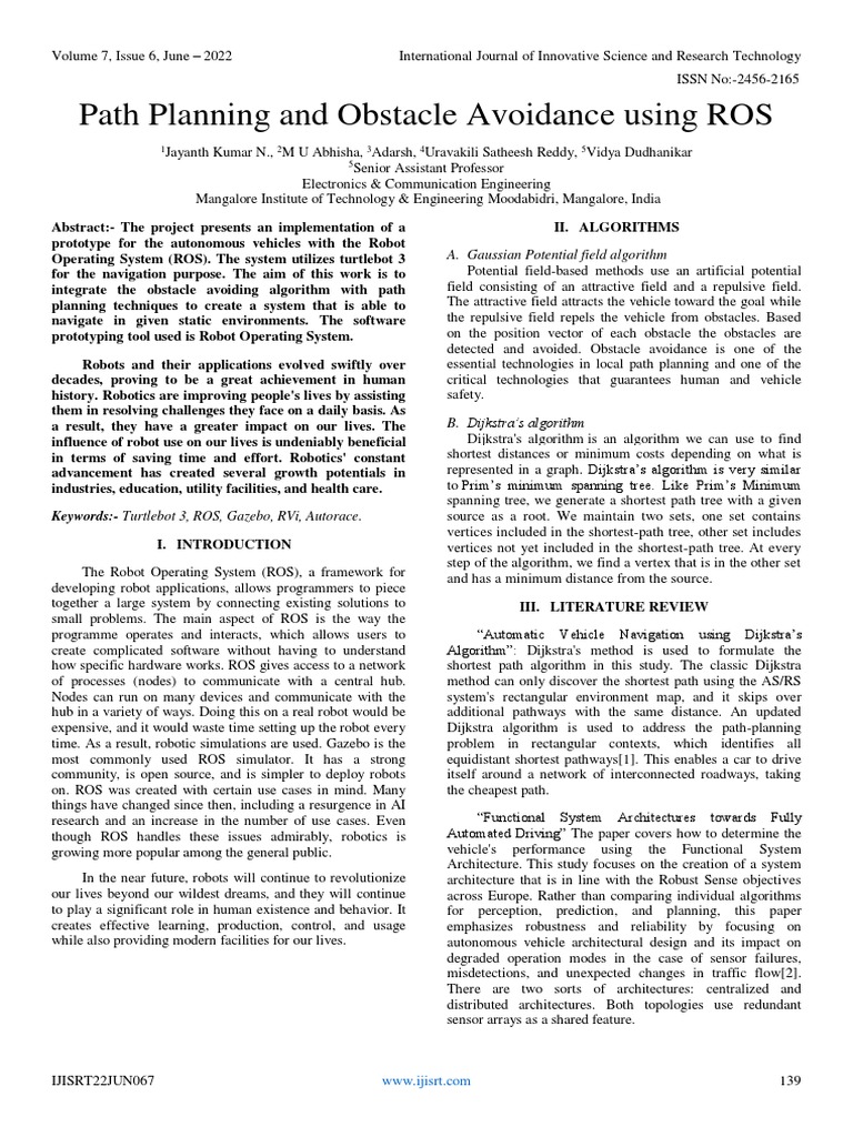 Path Planning and Obstacle Avoidance Using ROS | PDF | Lidar | Unmanned ...