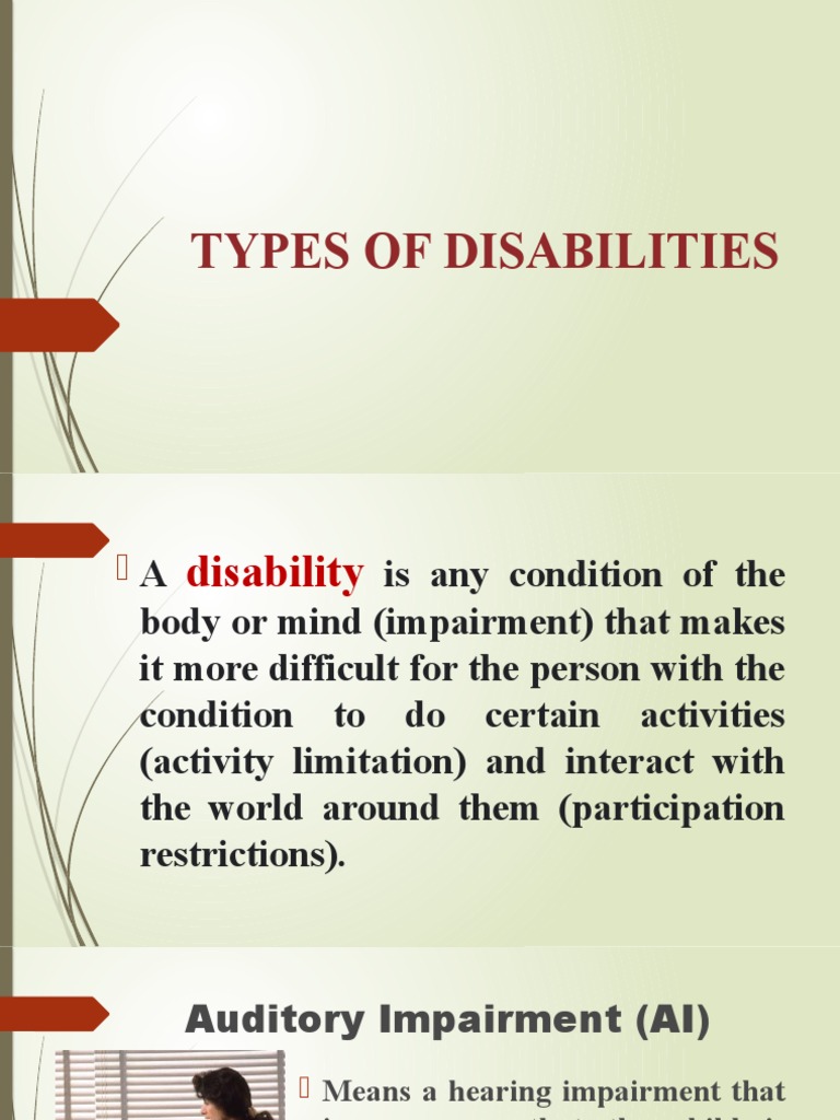 Overview of Disability Types | PDF | Dyslexia | Disability