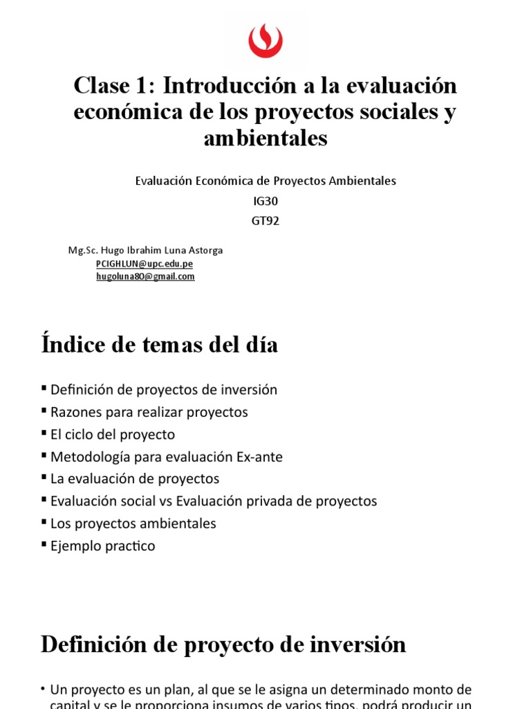 Unidad 1 - Introduccion A La Evaluacion Economica de Proyectos | PDF | Exterioridad | Costo
