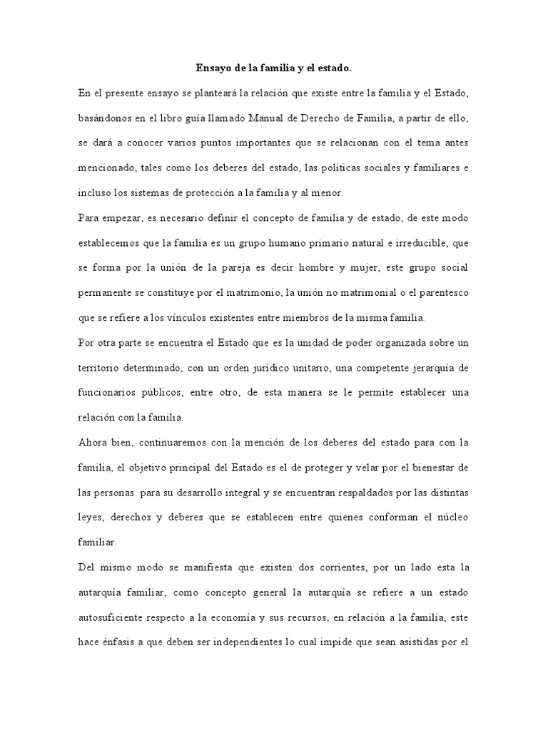 Ensayo de La Familia y El Estado | PDF | Familia | Estado (política)