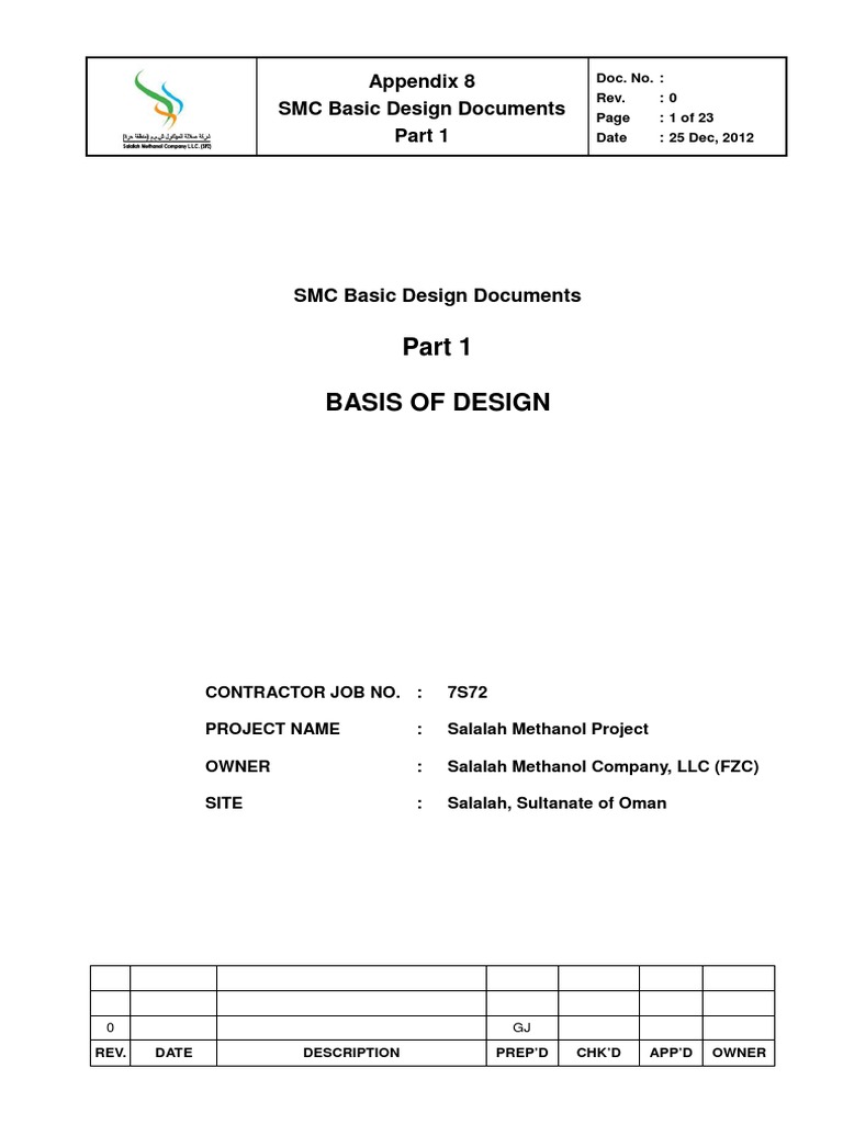 Appendix 8 Part1 Basic Design Document | PDF | Pipe (Fluid Conveyance ...