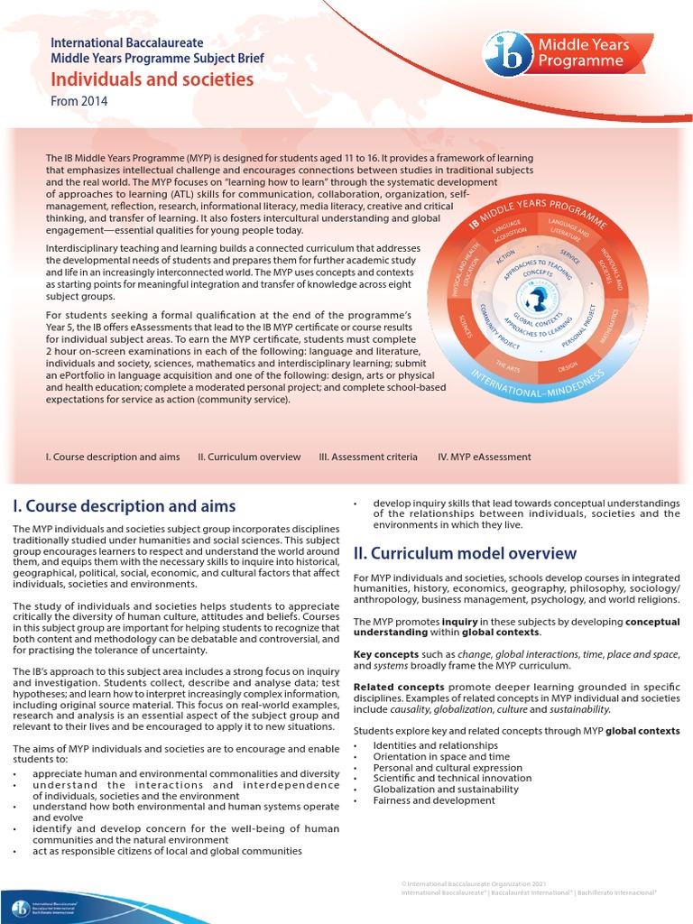 Individuals and Societies: I. Course Description and Aims II ...