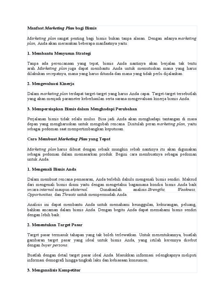 Marketing Plan | PDF