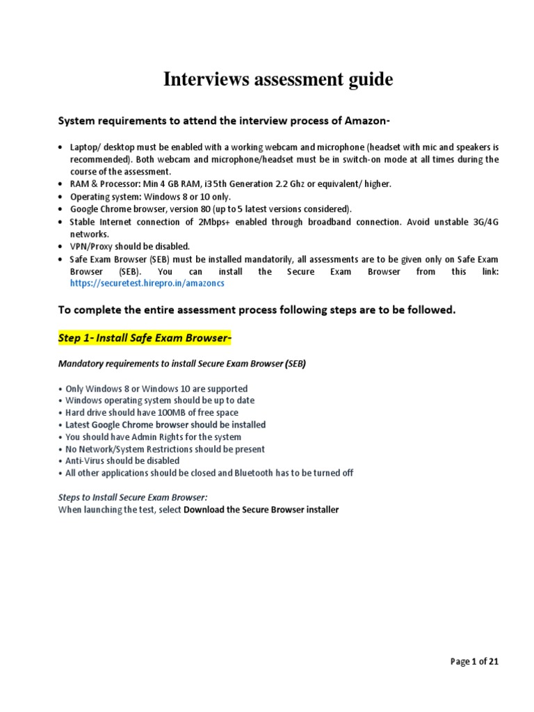 Amazon Assessment Process Guide | PDF | Multiple Choice | Http Cookie