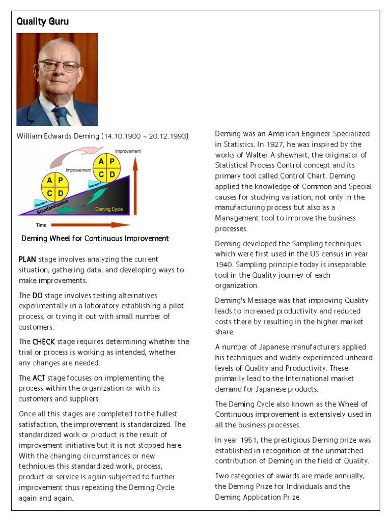 Quality Guru William Edwards Deming | PDF | Business Process | Business