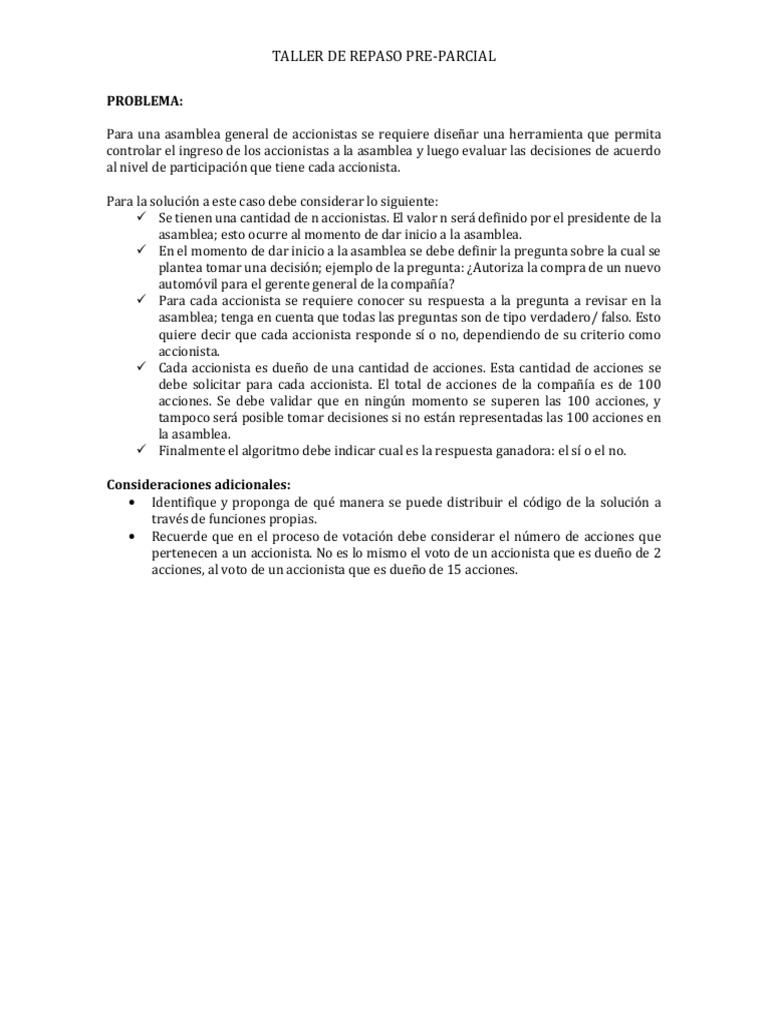 Taller Repaso Preparcial 1 | PDF