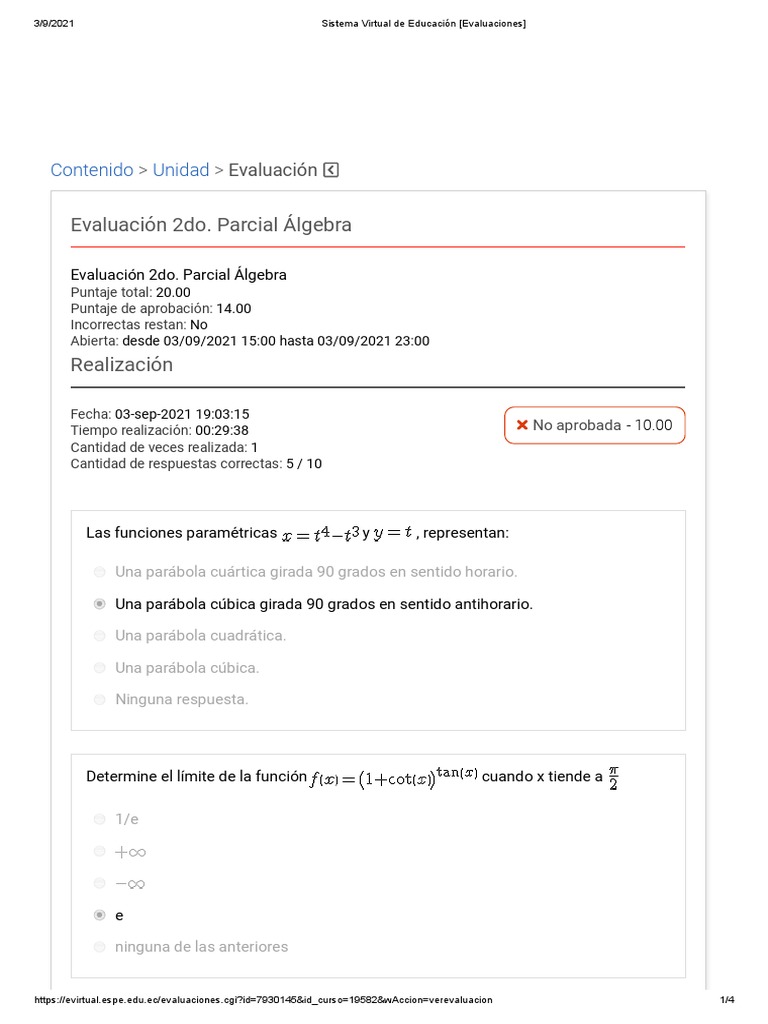 Evaluación 2do. Parcial Álgebra | PDF | Logaritmo | Matemáticas