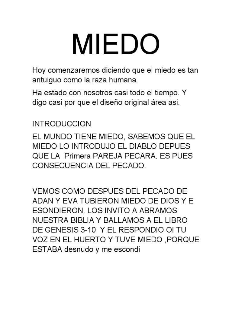 MIEDO | PDF | Temor | David