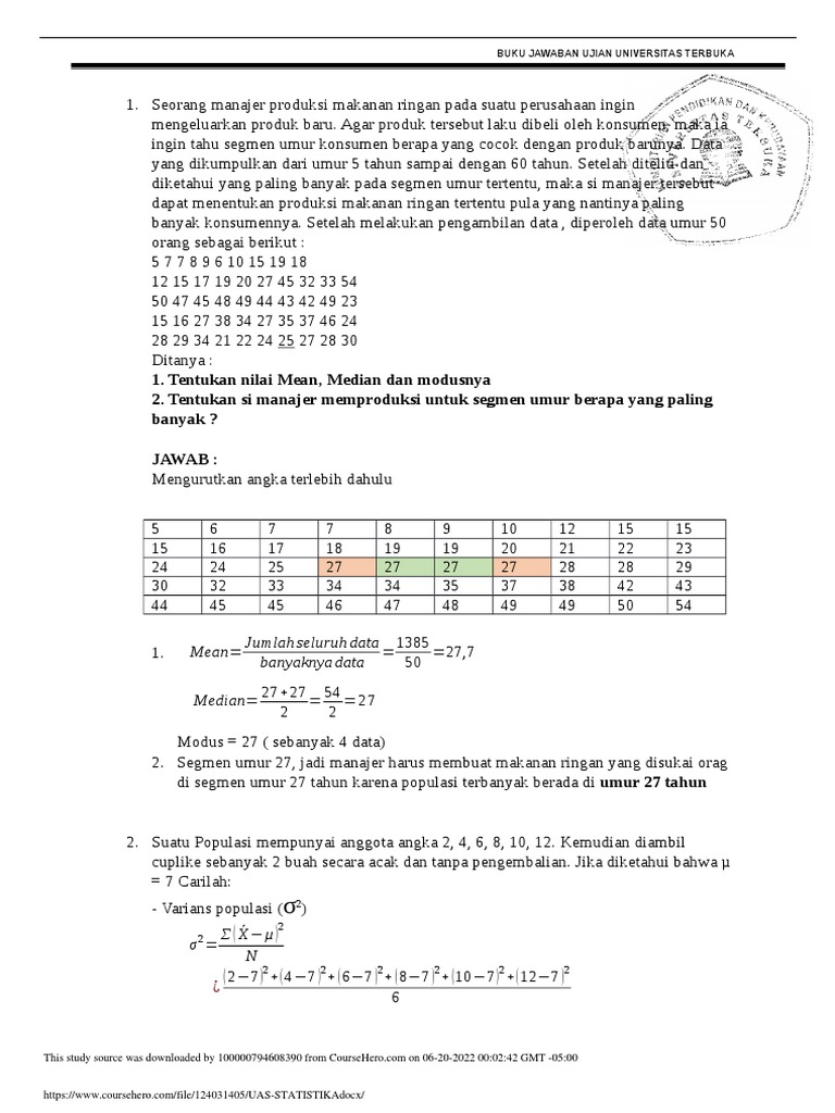 Uas Statistika | PDF