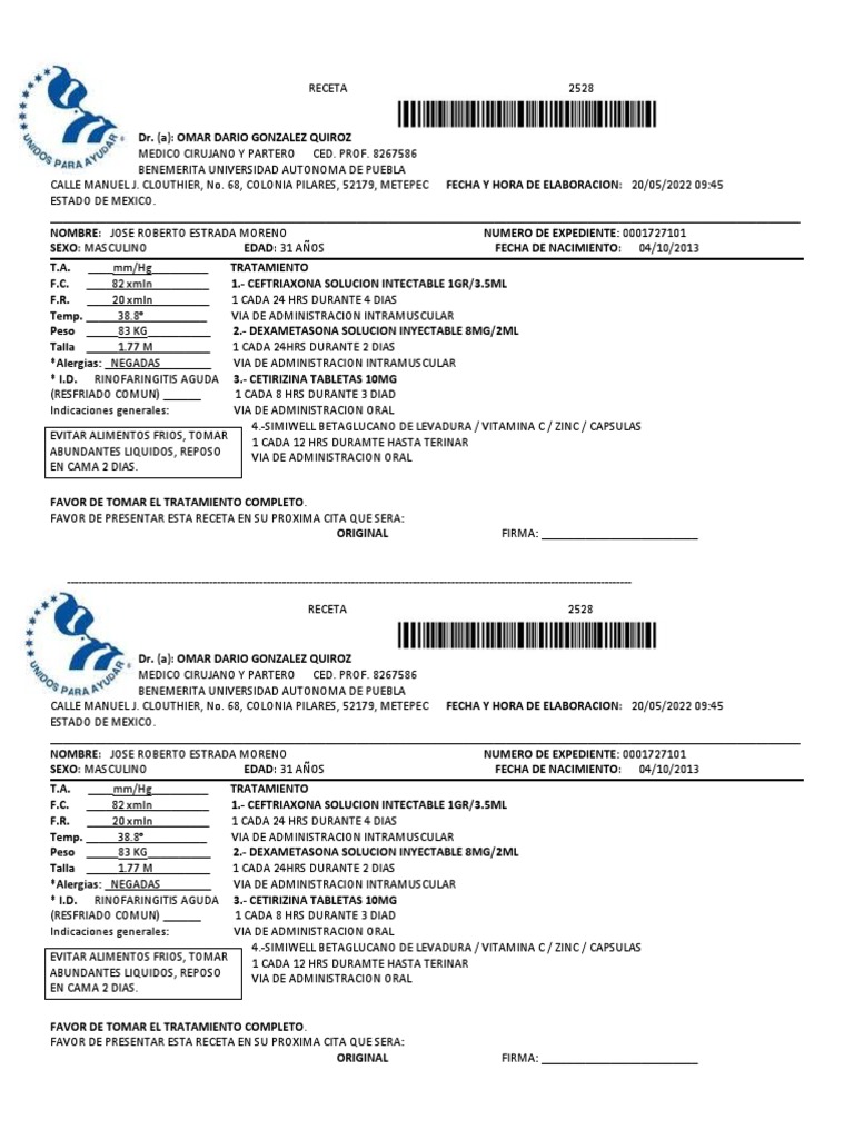 Receta 2528 de Gripa | PDF | Farmacia | Salud pública